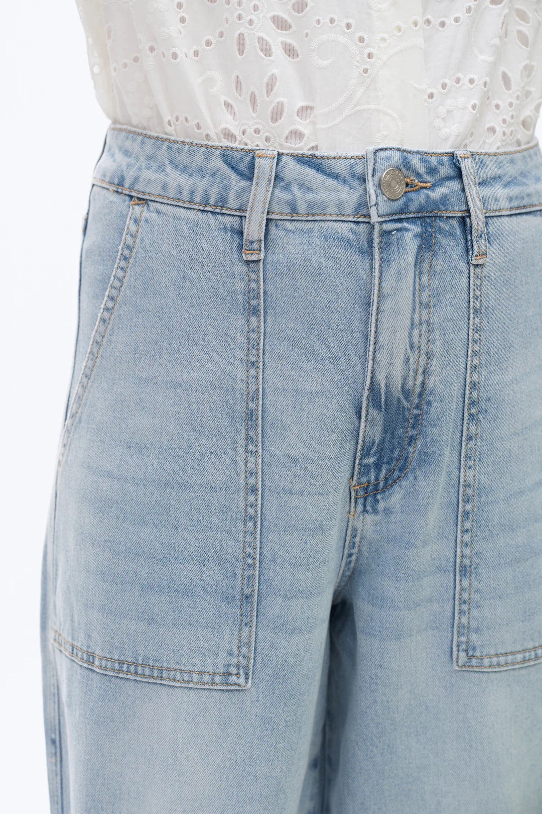 BAYEAS Super High Rise Barrel Jeans | Light Blue – Twang & Pearl